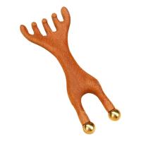 China Red Deer Antler Shape Copper Scalp Meridian Massager Head Gua Sha Massage Comb for Contouring and Lifting Facial Features for sale