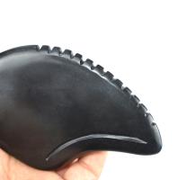 China Avaiable Heart Shape Gua Sha Massage Tool made of Natural Black Bian Stone for Spa Relaxing Meditation for sale