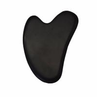 China 8*6cm Natural Black Bian Stone Heart Shape Gua Sha Massage Tool for Face Massaging and Meditation for sale