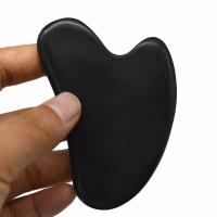 China 8*6cm Natural Black Bian Stone Heart Shape Gua Sha Massage Tool for Face Massaging and Meditation for sale