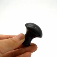 China Natural Black Obsidian Mushroom Gua Sha Beauty Massage Stone for Face Body Care Essential Accessory Set for sale