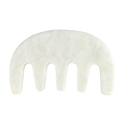 China Head Spa Massager Chinese Natural White Xiuyan Jade Gua Sha Scraping Comb for 2024 Trending Massage Tools for sale
