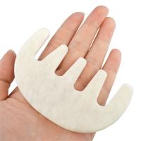 China Head Spa Massager Chinese Natural White Xiuyan Jade Gua Sha Scraping Comb for 2024 Trending Massage Tools for sale