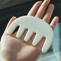China Head Spa Massager Chinese Natural White Xiuyan Jade Gua Sha Scraping Comb for 2024 Trending Massage Tools for sale