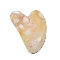 China Cherry Blossom Agate Heart Shape Gua Sha Board Skin Care Massage Tool for Infrared Physiotherapy for sale
