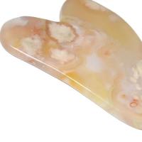 China Cherry Blossom Agate Heart Shape Gua Sha Board Skin Care Massage Tool for Infrared Physiotherapy for sale