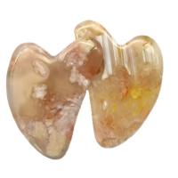 China Cherry Blossom Agate Heart Shape Gua Sha Board Skin Care Massage Tool for Infrared Physiotherapy for sale