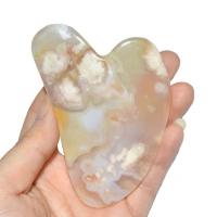 China Cherry Blossom Agate Heart Shape Gua Sha Board Skin Care Massage Tool for Infrared Physiotherapy for sale