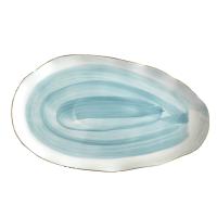 China Ceramic Fish Plate for Serving Fruit Salad Pasta Main Course Dishwasher and Microwave Safe Irregular Shape for sale