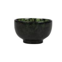 China Engraving Type 100% Chinese Natural Jade Bowl Dark Green Jade Hand-Carved Bowl Cup for Home Decoration Enhancement for sale