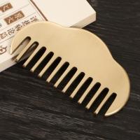 China Gold Fine-tooth Natural Brass Gua Sha Board Scalp Massage Comb Guasha Stone Head Massager Hair Health Care Beauty Tool Home for sale