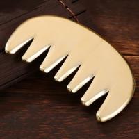 China Massage Comb Seven-tooth Natural Brass Gua Sha Board Scalp Massager Guasha Tool Head Hair Health Care Salon Beauty Home for sale