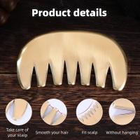 China Massage Comb Seven-tooth Natural Brass Gua Sha Board Scalp Massager Guasha Tool Head Hair Health Care Salon Beauty Home for sale