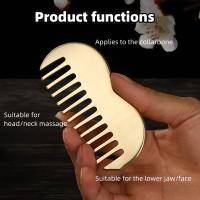 China Fine-tooth Natural Brass Gua Sha Board Scalp Massage Comb Guasha Stone Head Massager Hair Health Care Salon Beauty Tool for sale