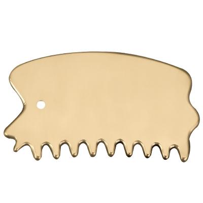 China Body Muscles Massage Tool Natural Brass Gua Sha Board Scalp Comb Guasha Stone Head Massager Hair Health Care Salon Beauty for sale