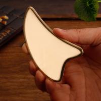 China Gold Heart Shape Natural Brass Metal Gua Sha Scraping Guasha Facial Spa Massager for Meridian Acupoint Massage for sale