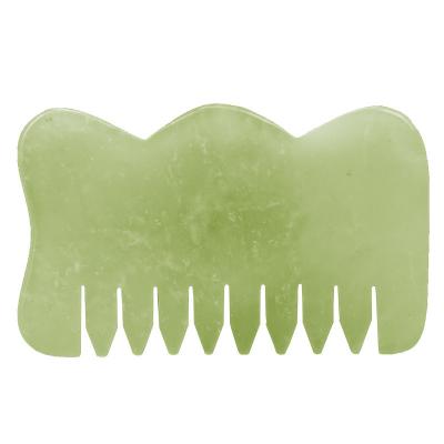 China Customized Logo Availabled M Shape Jade Gua Sha Stone Head Massager for Hair Health Care and Scalp Massage in Salon Beauty for sale