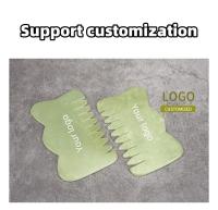 China Customized Logo Availabled M Shape Jade Gua Sha Stone Head Massager for Hair Health Care and Scalp Massage in Salon Beauty for sale