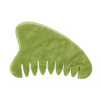 China Properties Head Massage Equipment Natural Green Jade Gua Sha Scalp Massager Lymphatic Massage Comb for Hair Health Care for sale