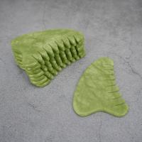 China Properties Head Massage Equipment Natural Green Jade Gua Sha Scalp Massager Lymphatic Massage Comb for Hair Health Care for sale