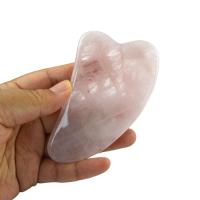 China Small Jade Stone Guasha Board Custom Facial Massager for Neck Back Shoulder Waist Buttock Heart Shape Rose Quartz Gua Sha for sale
