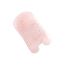 China Rose Quartz Gua Sha Scalp Massage Comb Tool for Head Massage Tools Self Skin Care Spa Facial Lifting Beauty Equipment for sale