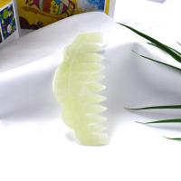 China Xiuyan Jade Massage Comb 9.2cm*4.6cm Size Light Green Color Promotes Blood Circulation and Improves Sleep for sale