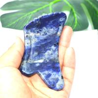 China Blue Sodalite Stone Gua Sha Body Scraping Massage Tool Manual-Wired Control Function for Face and Body Natural Beauty Gift for sale
