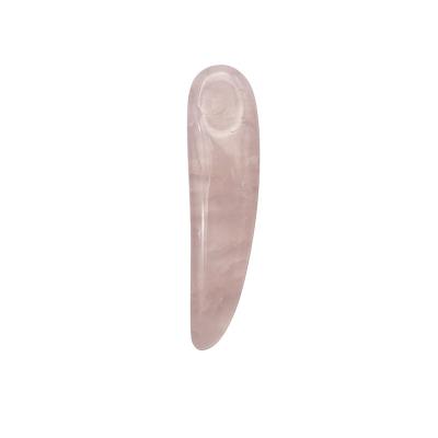China Rose Quartz Spoon for Gua Sha and Cosmetics Beauty Wand Applicator Spatula for sale