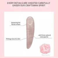 China Rose Quartz Spoon for Gua Sha and Cosmetics Beauty Wand Applicator Spatula for sale