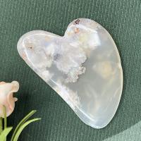 China Natural Hand Repair Jade Heart Shaped Facial Gua Sha Massage Sakura Agate Facial Scraping for Physical Therapy for sale