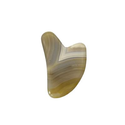 China Striped Agate Jade Heart Shaped Scraping Gua Sha Massage for Hand Repair and Natural Skin Lifting for sale