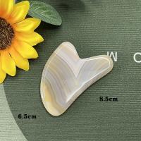 China Striped Agate Jade Heart Shaped Scraping Gua Sha Massage for Hand Repair and Natural Skin Lifting for sale