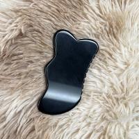 China Facial Massager Obsidian Guasha Beautiful Massage Scraping Black Obsidian Face Massager Acupuncture Gua Sha Eye Face Board SPA Tool for sale
