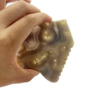 China Grey Agate Facial Guasha Skin Lifting Firming Natural Hand Healing Jade Gua Sha Massage Tool for Facial and Skin Firming for sale