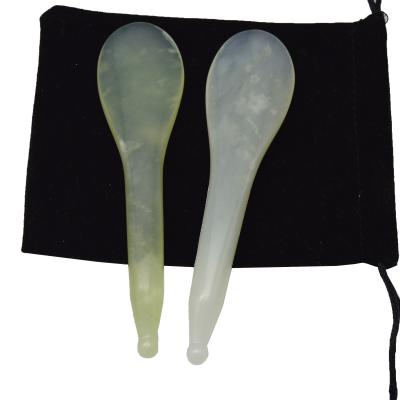 China Yellow Spoon Shape Acupuncture Point Massage Pen Xiuyan Jade Stick Eye Massager Pen with and Acceptable OEM/ODM Service for sale