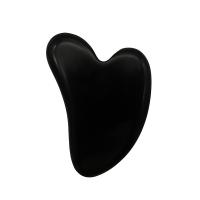 China Natural Black Bian Stone Heart Shape Gua Sha Massage Tool for Spa Relaxing Meditation for sale