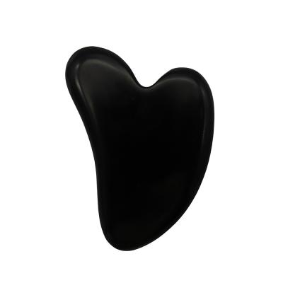 China Natural Black Bian Stone Heart Shape Gua Sha Massage Tool for Spa Relaxing Meditation for sale
