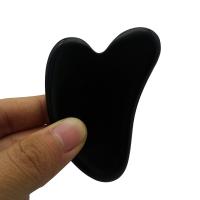 China Natural Black Bian Stone Heart Shape Gua Sha Massage Tool for Spa Relaxing Meditation for sale