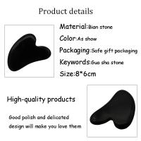 China Natural Black Bian Stone Heart Shape Gua Sha Massage Tool for Spa Relaxing Meditation for sale