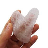 China Facial Massage Heart Shape White Crystal Gua Sha Stone for SPA Acupuncture Therapy at Traditional Chinese Medicine Center for sale