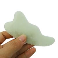 China Customized Logo Green Natural Spa Gua Sha Scalp Massage Tool for Scraping Facial and Body Skin Polished Guasha Face Massagers for sale