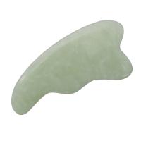 China Customized Logo Green Natural Spa Gua Sha Scalp Massage Tool for Scraping Facial and Body Skin Polished Guasha Face Massagers for sale