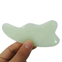 China Customized Logo Green Natural Spa Gua Sha Scalp Massage Tool for Scraping Facial and Body Skin Polished Guasha Face Massagers for sale
