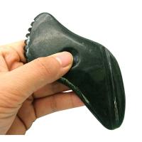 China Natural Dark Green Nephrite Jade Gua Sha Body Massage Tools Traditional Scraping for Complete Body 11.8cm*6cm*0.9cm for sale