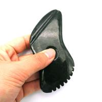 China Natural Dark Green Nephrite Jade Gua Sha Body Massage Tools Traditional Scraping for Complete Body 11.8cm*6cm*0.9cm for sale