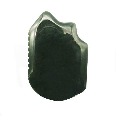 China 2024 Trend Products Natural Jade Stone Guasha Tool for Face and Body Scraping Board Dark Green Nephrite Massage Area for sale