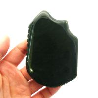 China 2024 Trend Products Natural Jade Stone Guasha Tool for Face and Body Scraping Board Dark Green Nephrite Massage Area for sale