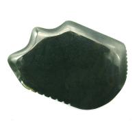China 2024 Trend Products Natural Jade Stone Guasha Tool for Face and Body Scraping Board Dark Green Nephrite Massage Area for sale