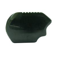 China 2024 Trend Products Natural Jade Stone Guasha Tool for Face and Body Scraping Board Dark Green Nephrite Massage Area for sale